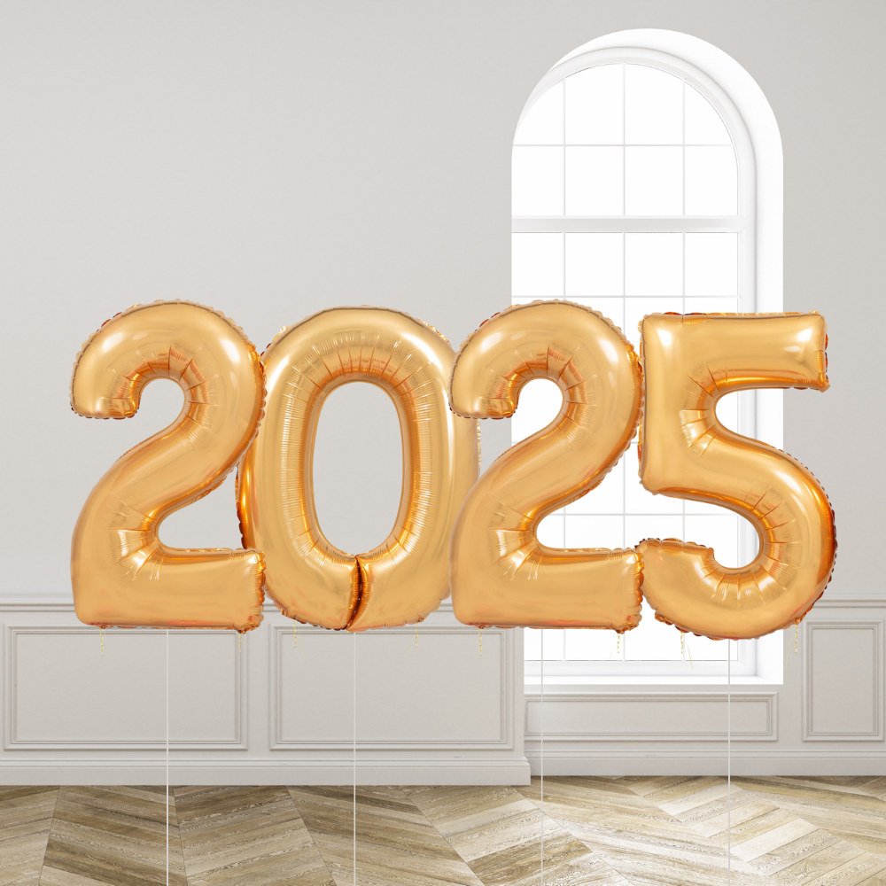 Nyttårsballonger 2025 Gull